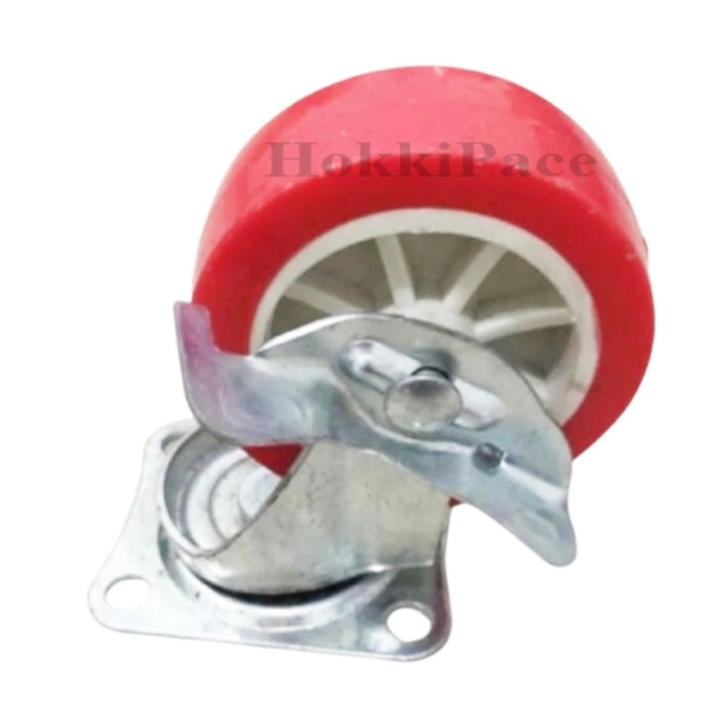 Jual Roda nylon merah 2 inch Roda nilon caster hidup rem | Shopee Indonesia