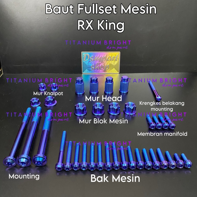 Jual Baut Titanium Full mesin Rx King Original Titanium GR5 | Shopee ...
