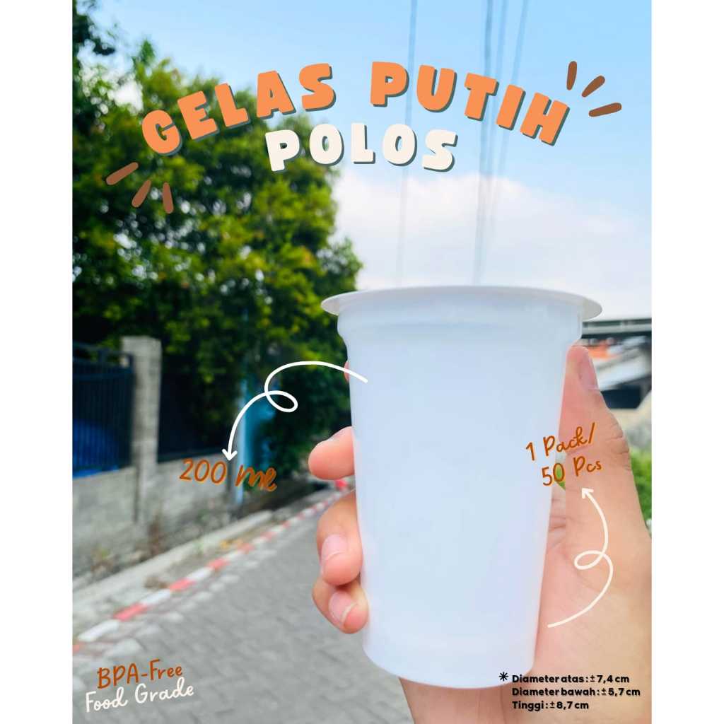 Jual Gelas Putih Polos 200ml (50) Halal Wadah Minuman Sampel Kerajinan ...