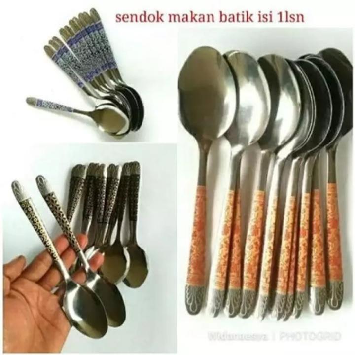 Jual Sendok Makan Batik Tebal 22gram Isi 12pcs / garpu stainless motif ...
