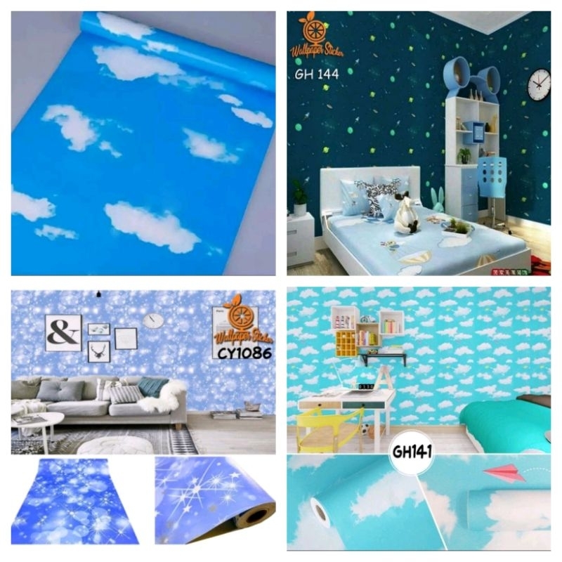 Jual Wallpaper Dinding Biru Langit Wallpaper Dinding Wallpaper Dinding ...