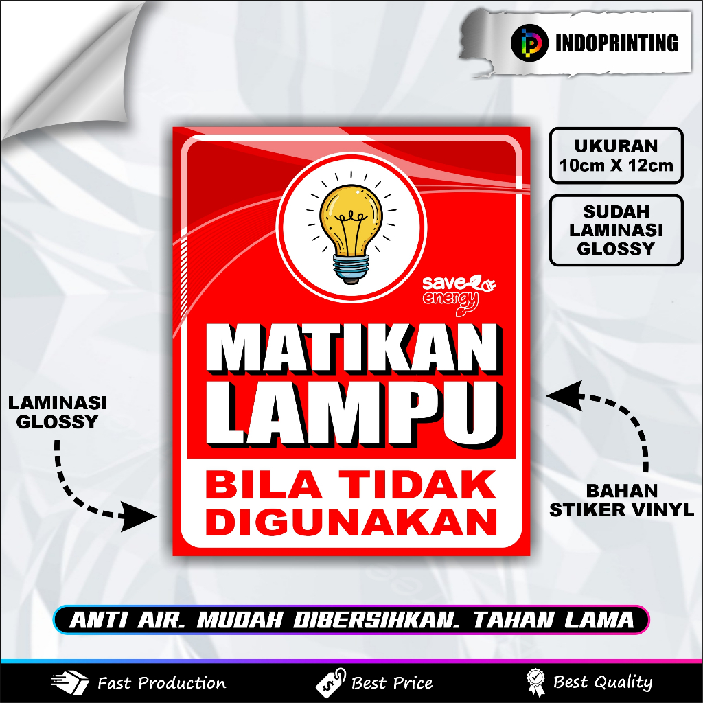 Jual STIKER MATIKAN LAMPU SUDAH LAMINASI GLOSSY | Shopee Indonesia