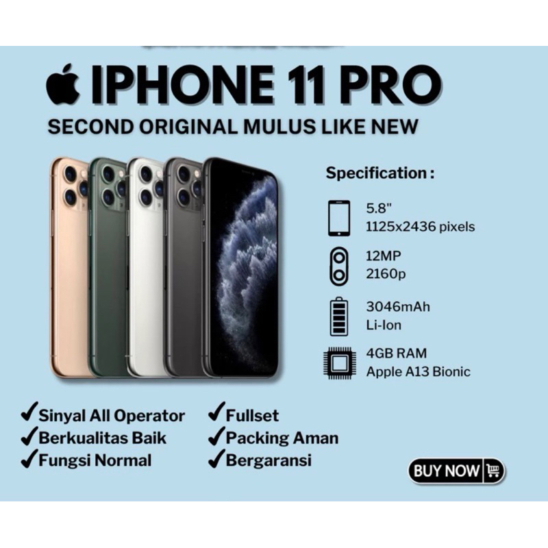 Jual IP 11 PRO 64gb-256gb ALL SIM Bergaransi. | Shopee Indonesia
