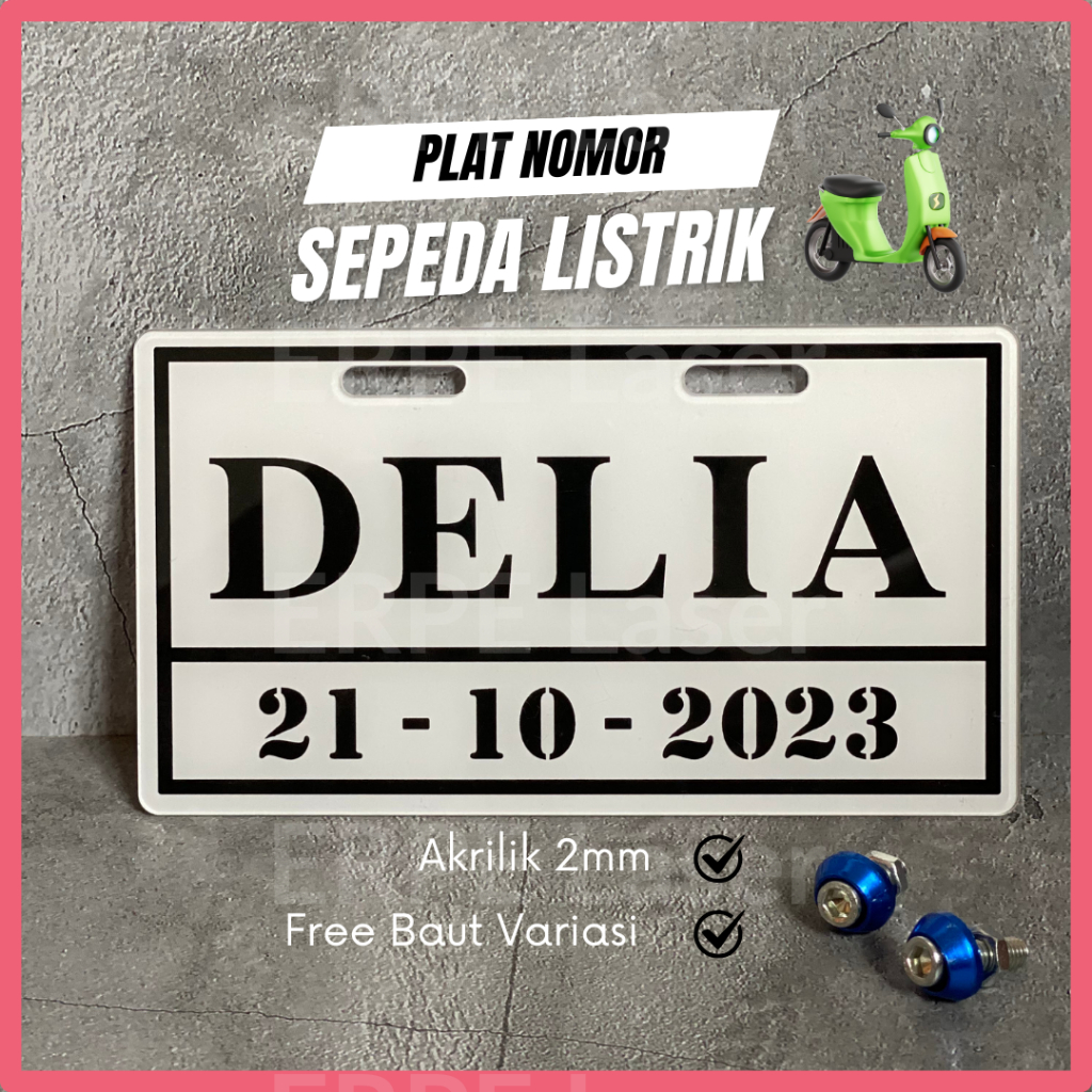 Jual PLAT NOMOR AKRILIK SEPEDA LISTRIK | Custom Nama Speda Listrik ...