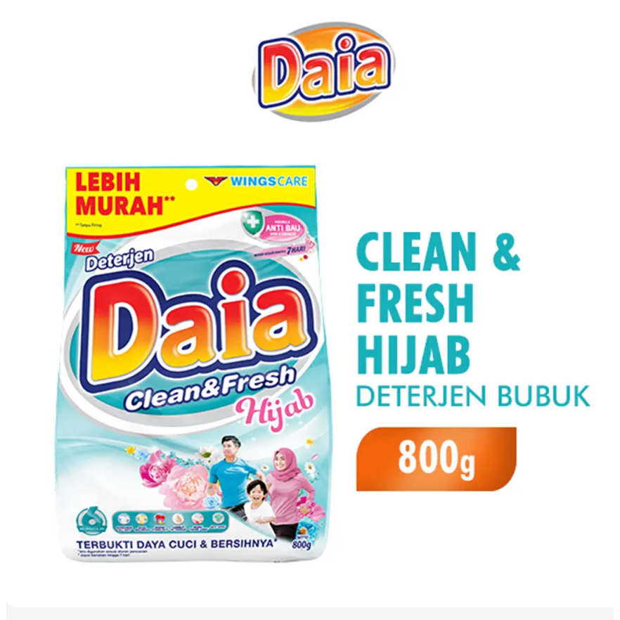 Jual Daia Detergent Bubuk Hijab Clean & Fresh 800 Gram | Shopee Indonesia