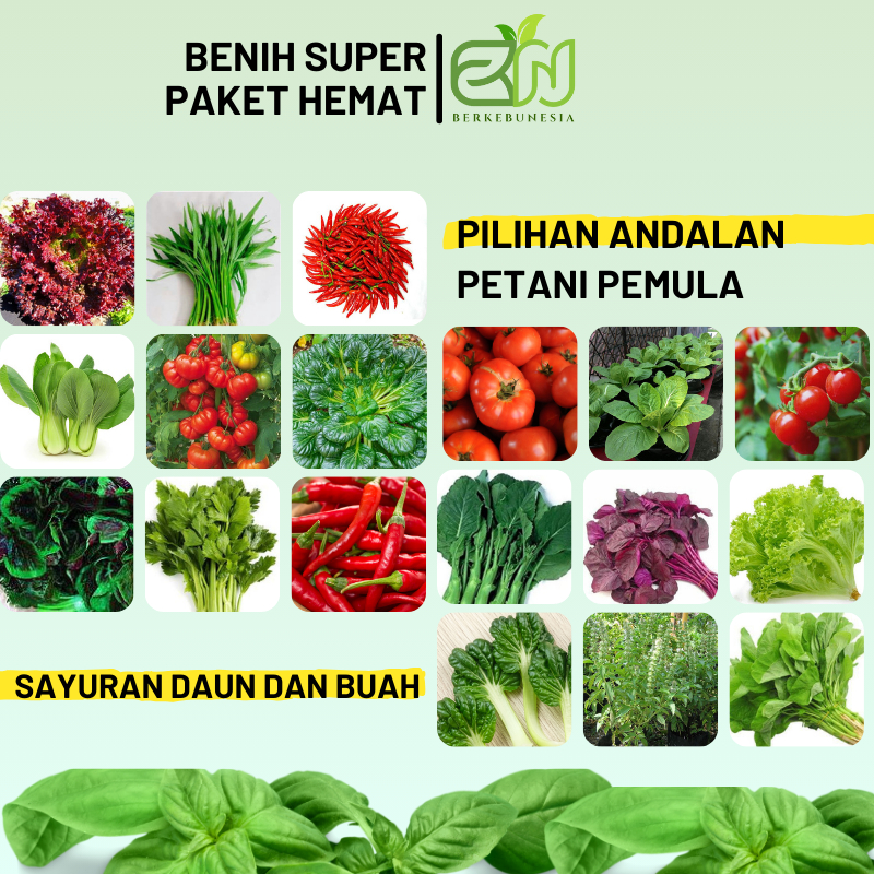 Jual Paket Benih Bibit Tanaman Sayuran Daun dan Buah Lengkap 1 Paket ...