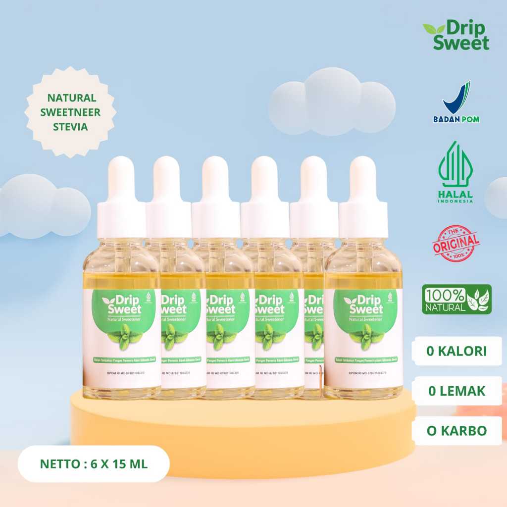Jual DripSweet Gula Stevia Pemanis Alami Cair 15ml - 6pcs | Shopee ...
