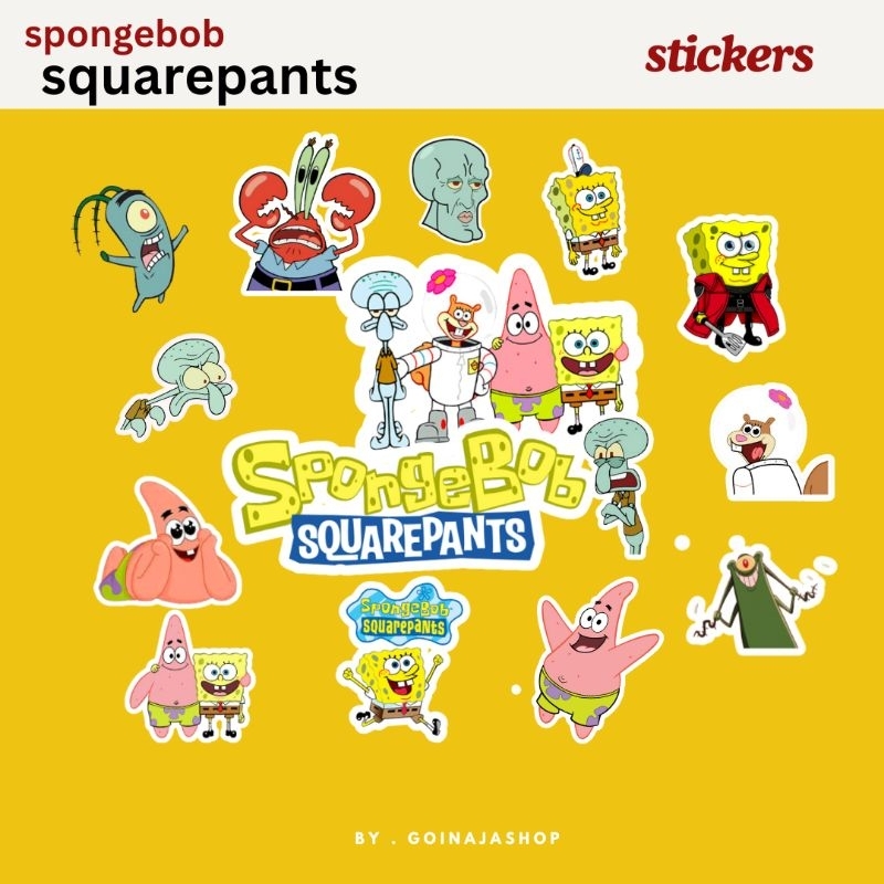 Jual 50 Pcs Spongebob Squarepants Sticker Pack lucu Vinyl Anti Air ...