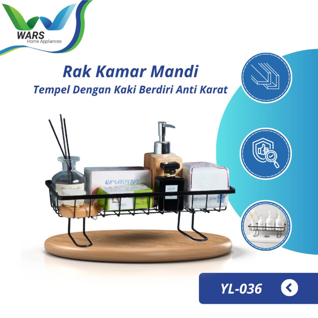 Jual WARS Rak Kamar Mandi Tempel Dengan Kaki Berdiri YL-036 | Shopee Indonesia