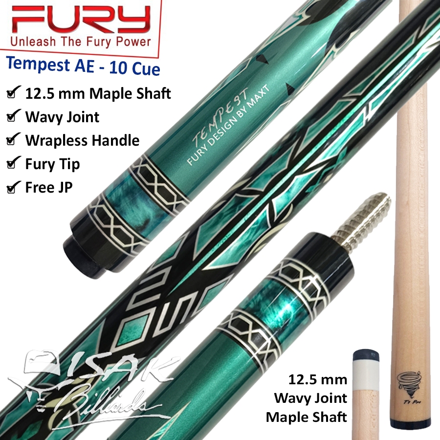 Jual Fury Tempest AE-10 Pool Cue - 12.5mm Tip Stick Billiard Med ...