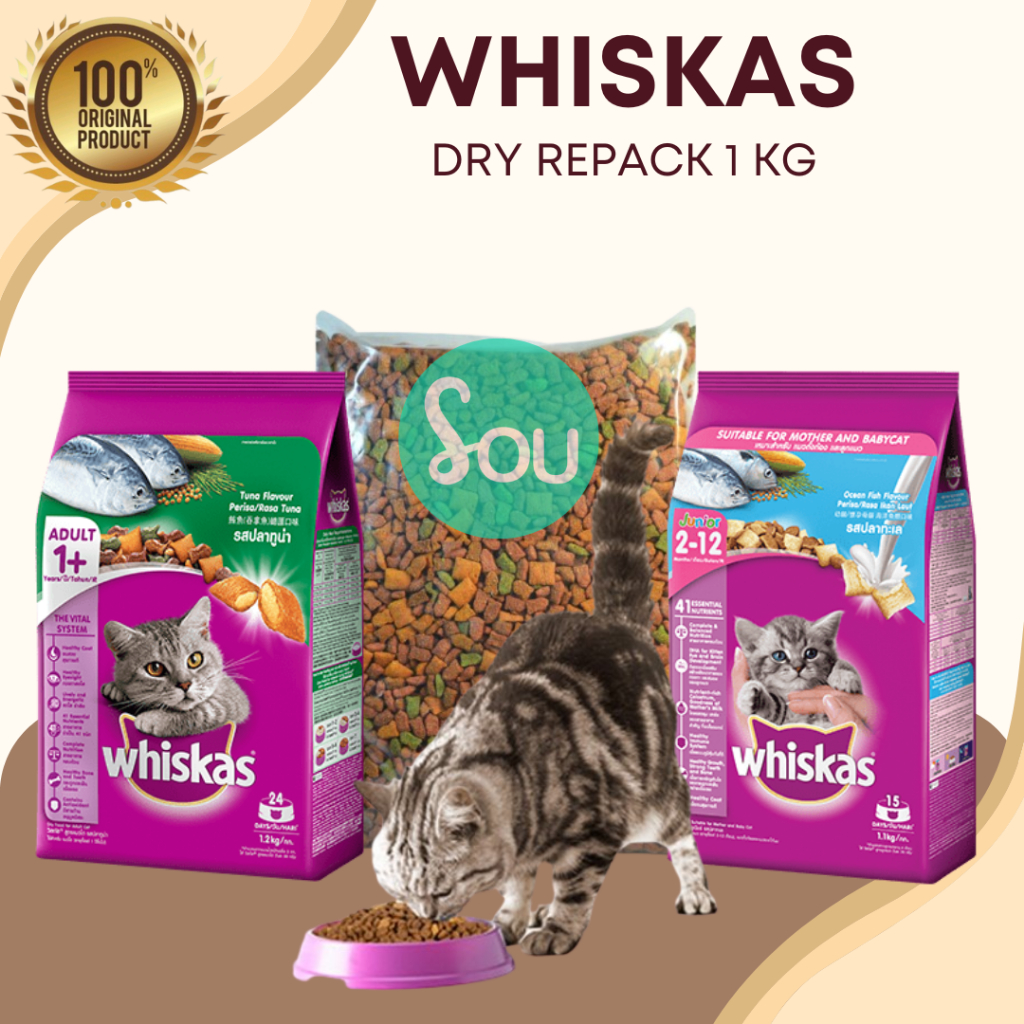 Jual Whiskas Repack 1 kg Adult Tuna Junior Wiskas Cat Dry Food Makanan ...