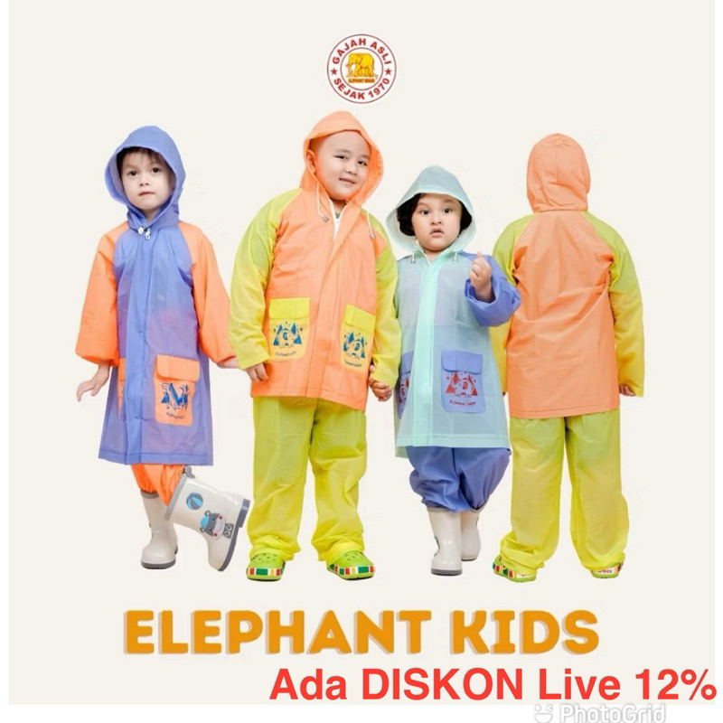 Jual Jas Hujan Anak Elephant Kids / Jas Hujan Jaket Celana Anak Merek ...