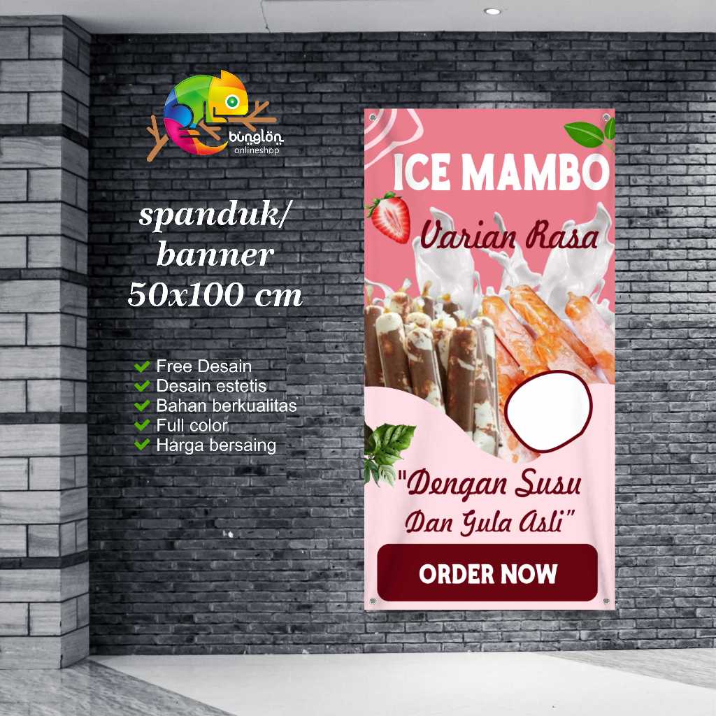 Jual Cetak Spanduk Banner Es Mambo Model Pink | Shopee Indonesia