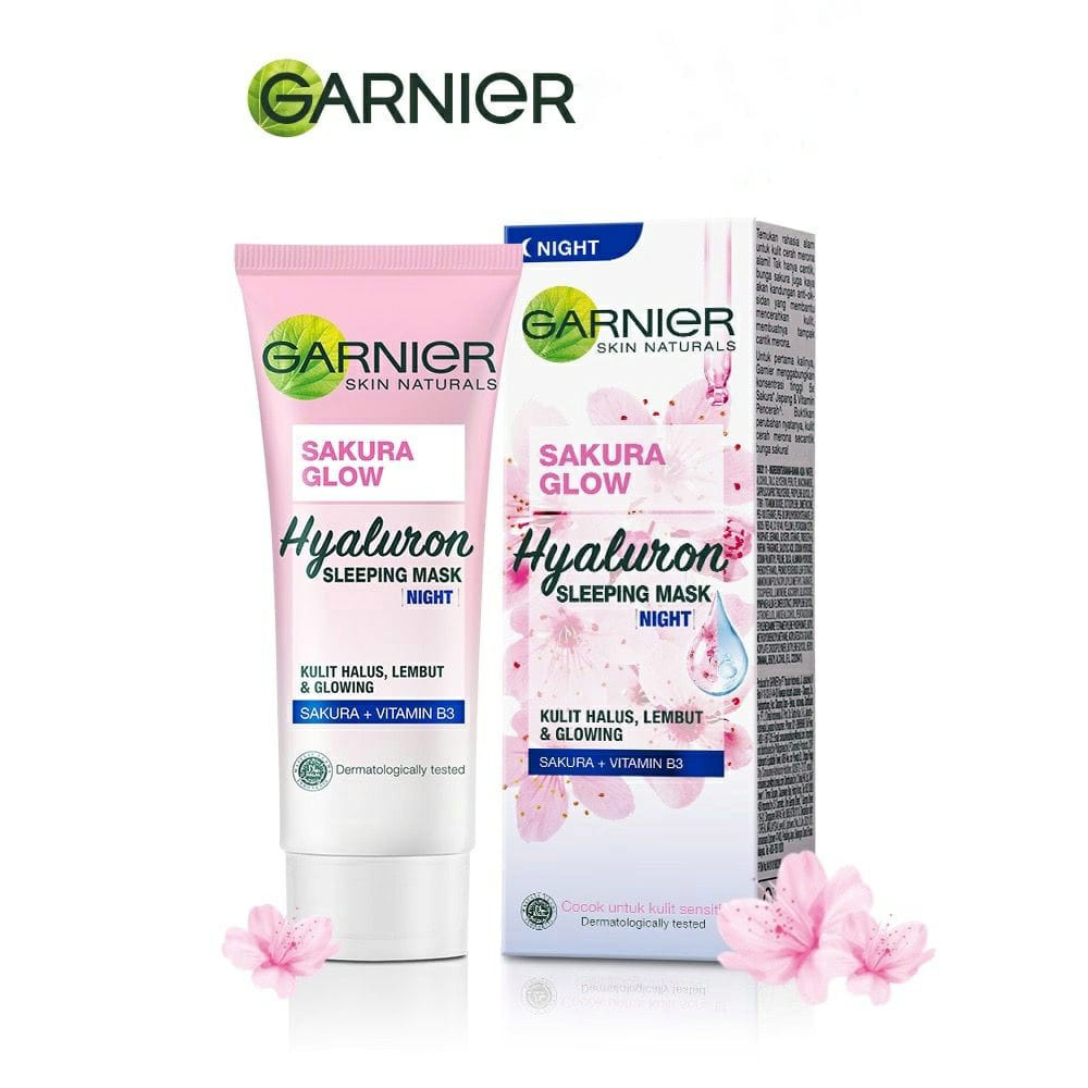 Jual Garnier Sakura Glow Hyaluron Sleeping Mask Night Cream 20ML ...