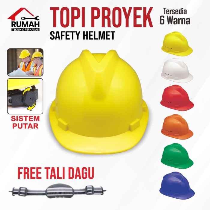 Jual TOPI HELM PROYEK KUNING MERAH HIJAU BIRU PUTIH ORANGE / Pelindung ...