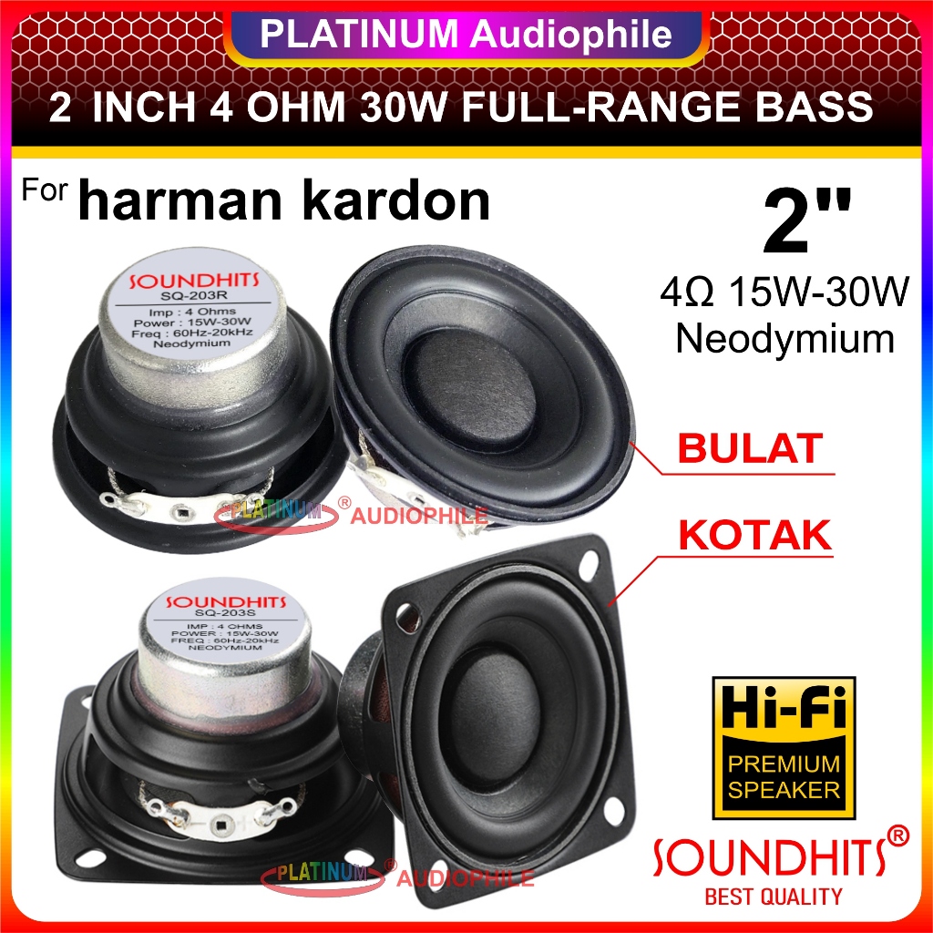 Jual Speaker Full range Bass 2 Inch 4 ohm 15W-30W Hifi Speker 2" Fullrange SQ-203 For Harman ...