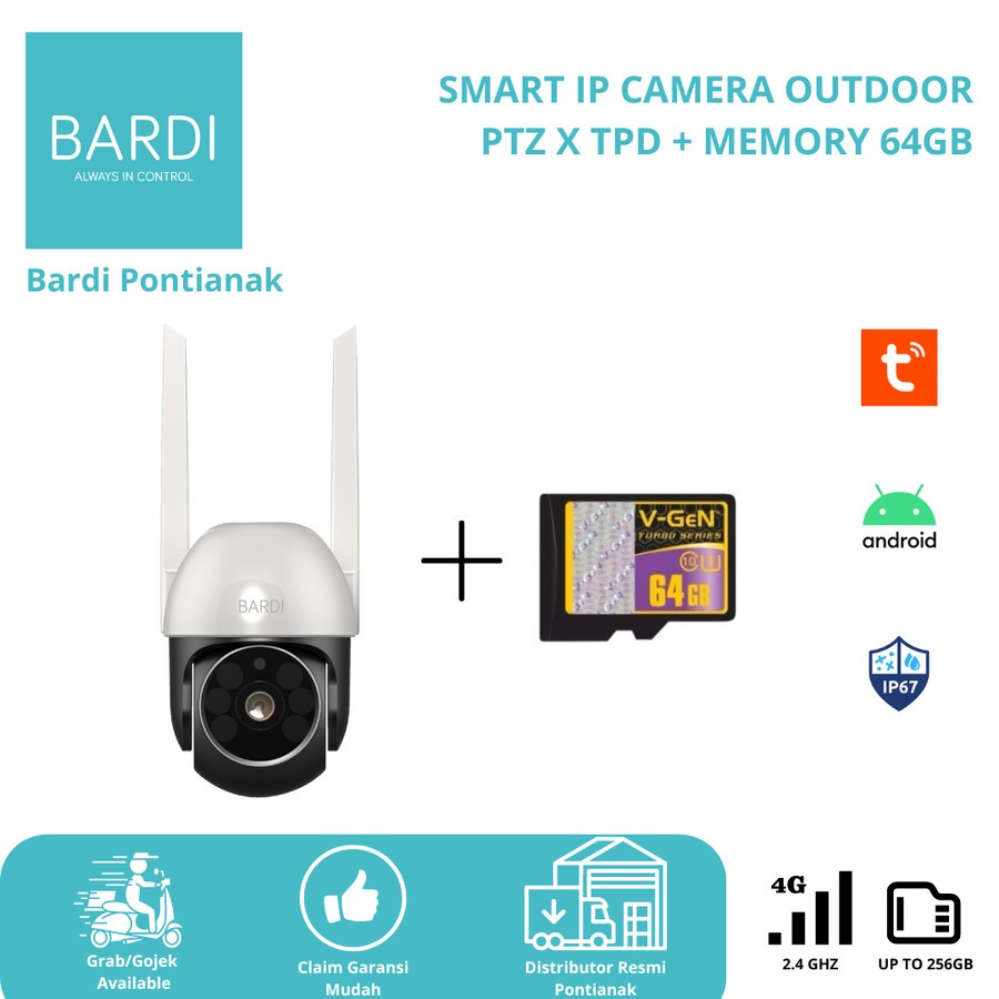 Jual BARDI Smart IP Cam CCTV Outdoor PTZ X TPD + Micro SD 64GB V-GEN ...