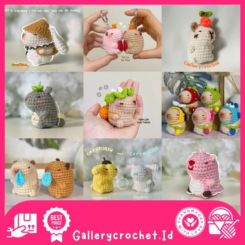 Jual Gantungan kunci rajut capybara| keychain amigurumi capybara ...
