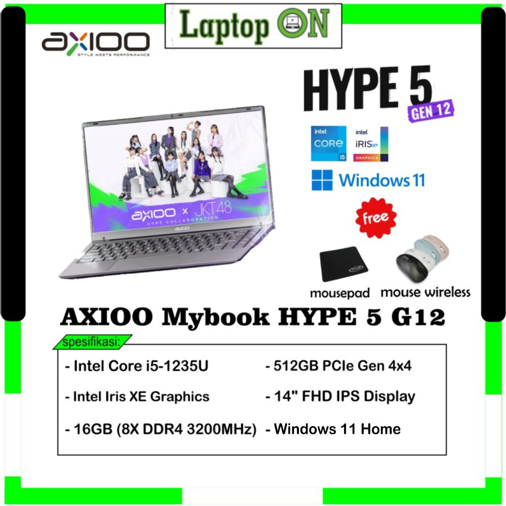 Jual PROMO AXIOO Ram 16GB / AXIOO Mybook HYPE 5 G12 Core i5 1235U 16GB ...