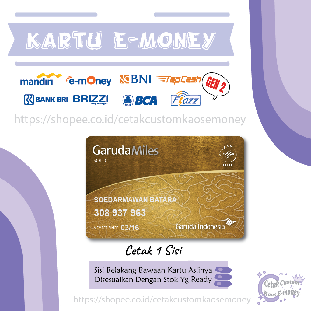 Jual KARTU E MONEY E TOLL KARTU GARUDAMILES CREAM CREDIT CARD EMONEY ...