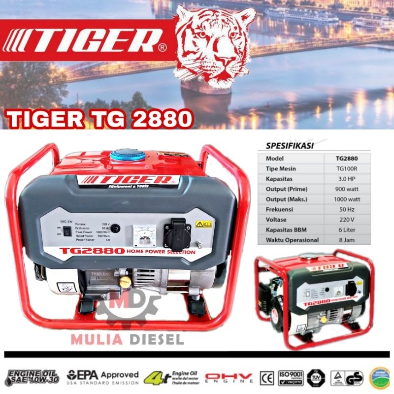 Jual Mesin Genset Generator Bensin - Tiger Tanoss TG TN 2900 2880 1000 WATT 4 TAK TG2880 TN2900 ...