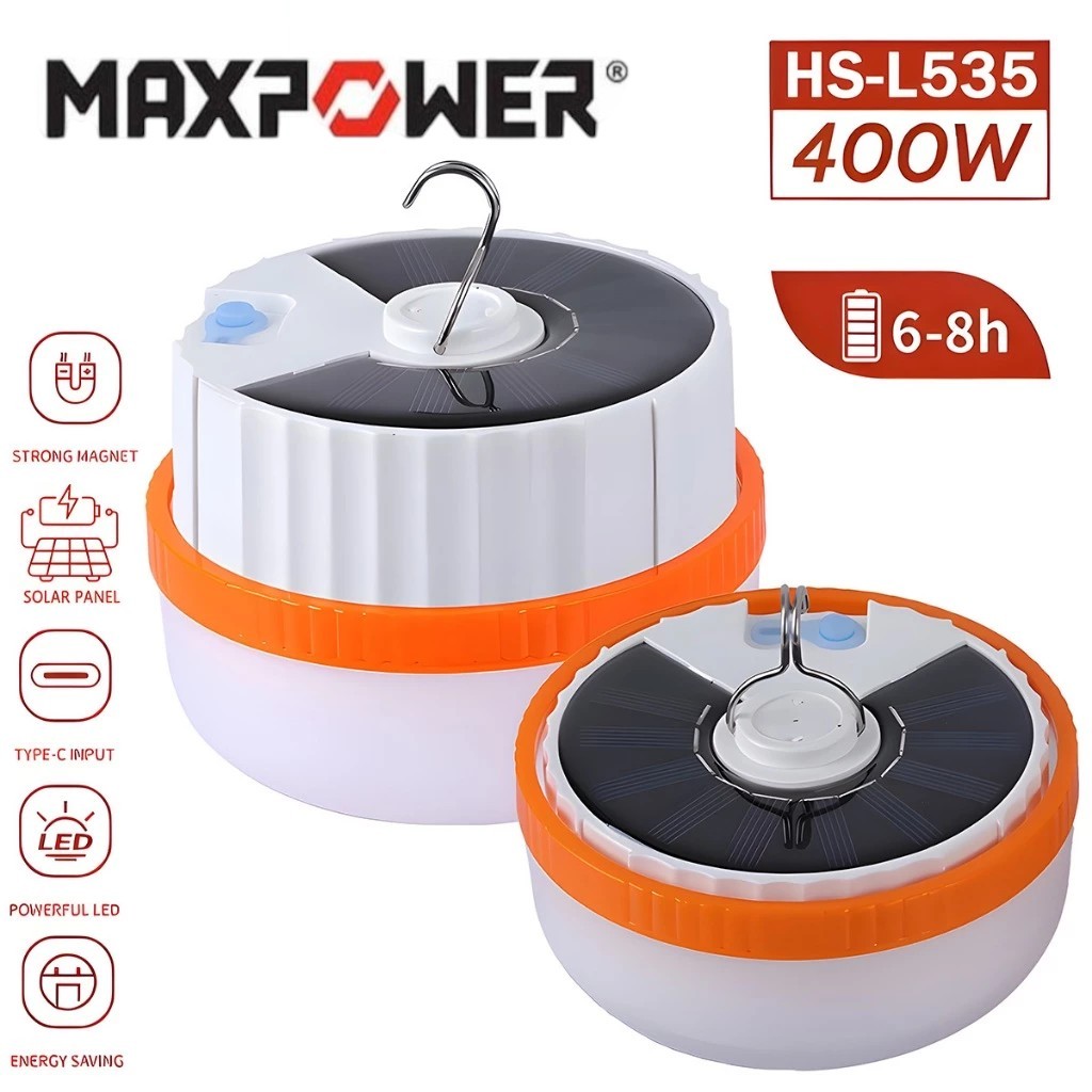 Jual Lampu Bohlam Emergency Gantung MAX POWER 400 w LED cahaya Putih Solar Panel Camping Lamp MX ...