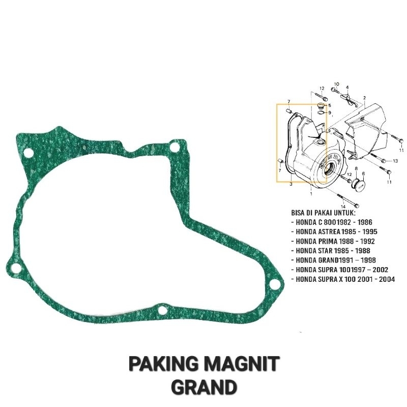 Jual Paking Magnit Grand - Packing Peking Gasket Block Blok Magnet Cover Crankcase Rengkes Kiri ...