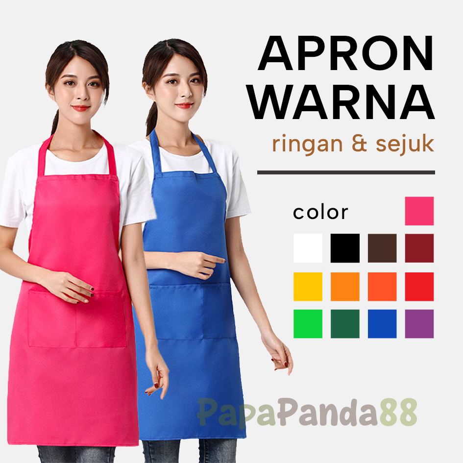 Jual Celemek Kain Apron Warna Warni Polos Murah Pria Wanita | Shopee ...