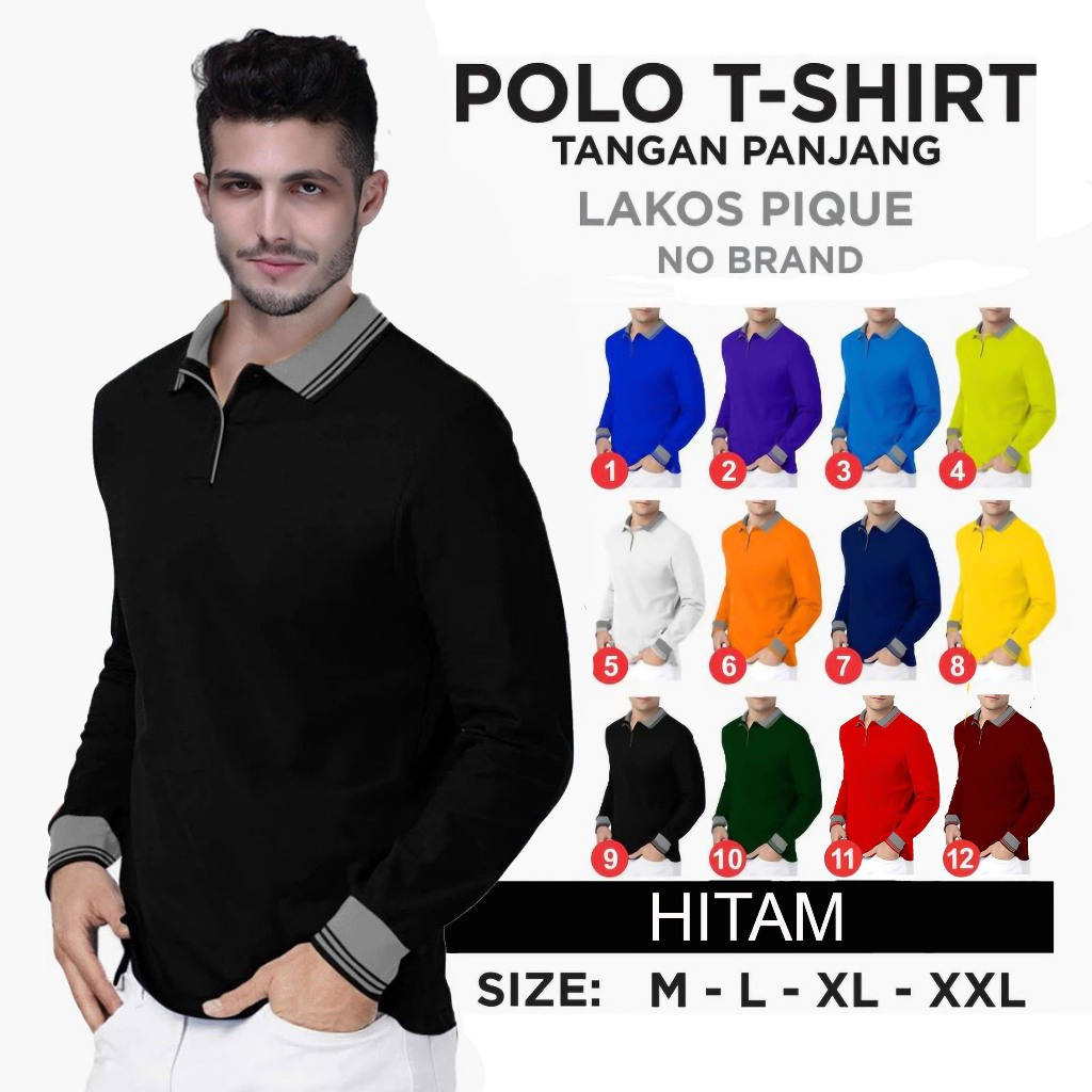 Jual Afada - Kaos Polo Pria Seragam Polos Lengan Panjang / Kaos Kerah ...