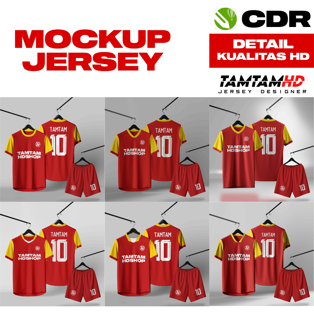 Jual Mockup Jersey Lengan Pendek Hanger (Corel Draw/CDR) | Shopee Indonesia