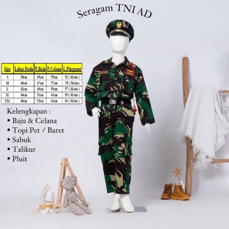 Jual Seragam baju profesi anak TNI-AD kostum karnaval TNI angkatan darat | Shopee Indonesia