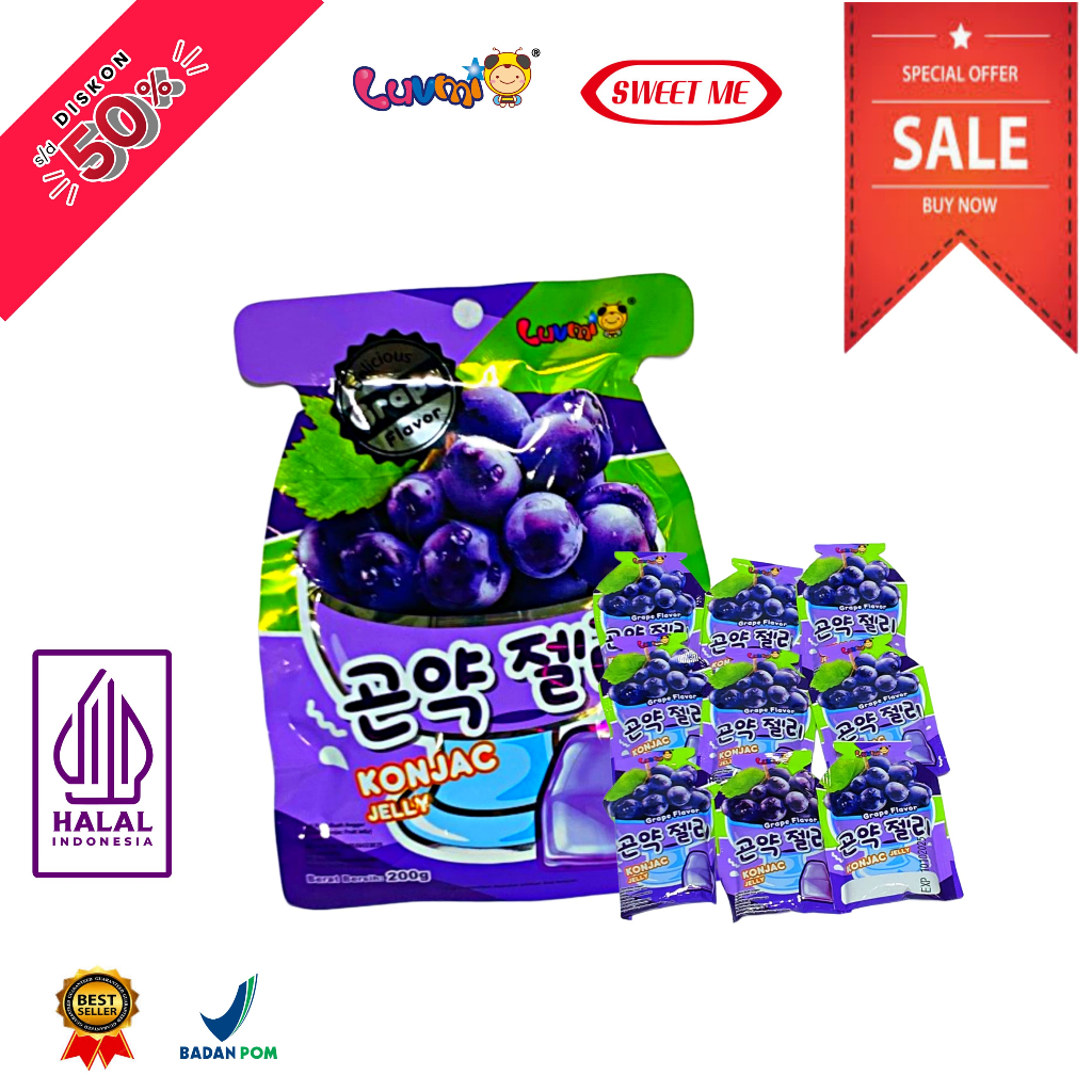 Jual [ LUVMI ] KONJAC JELI LUNAK ANEKA RASA | STROBERI | ANGGUR ...