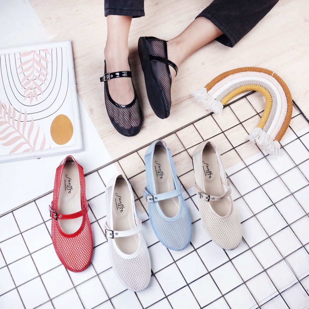 Jual YS Sepatu Wanita Flat shoes Mesh Jaring Freya Black | Shopee Indonesia
