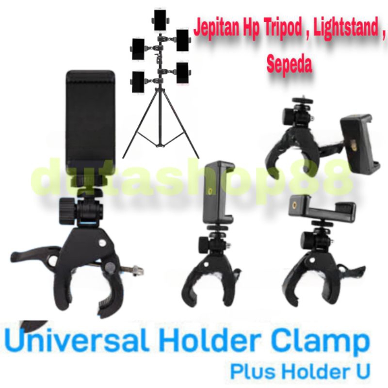 Jual Universal Holder Clamp Penjepit Hp Untuk Tripod Lightstand Sepeda | Shopee Indonesia