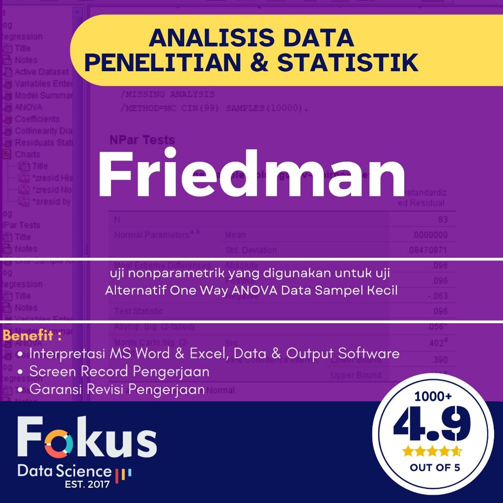 Jual Uji Friedman analisis olah data penelitian dan interpretasi word, excel, screen record ...