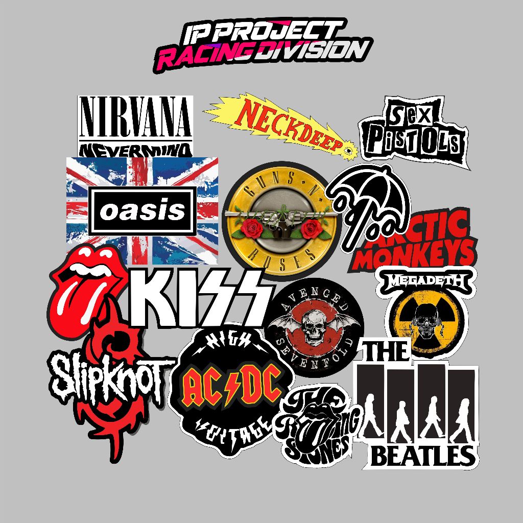 Jual STIKER BAND MUSIC ROCK METAL ISI 15 PCS HITAM PUTIH, sticker anti ...