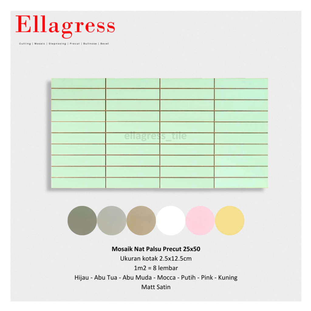 Jual Ellagress Mosaik Precut Nat Palsu Kotak Keramik 25x50 WARNA PASTEL ...