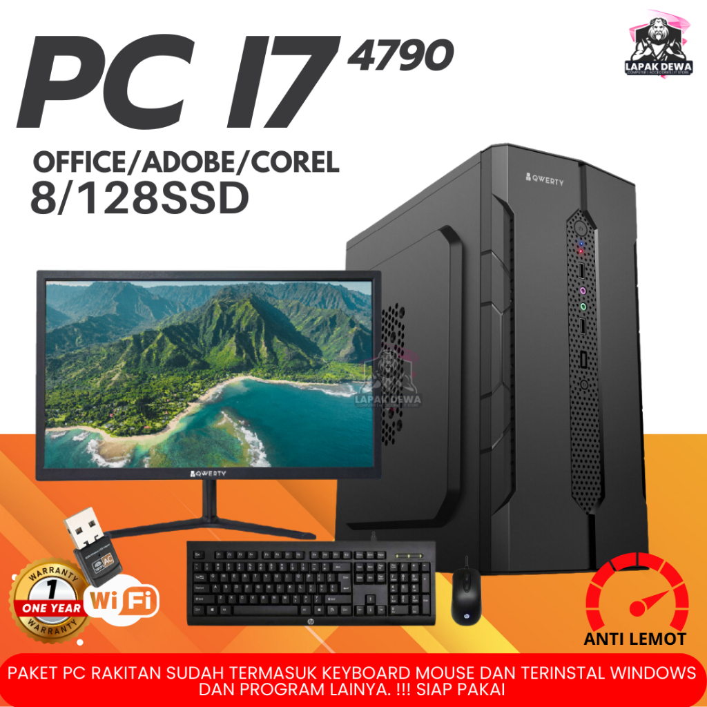 Jual PC Rakitan intel i7 Ram 8GB SSD monitor 19 Kasir Office Sekolah Toko | Shopee Indonesia