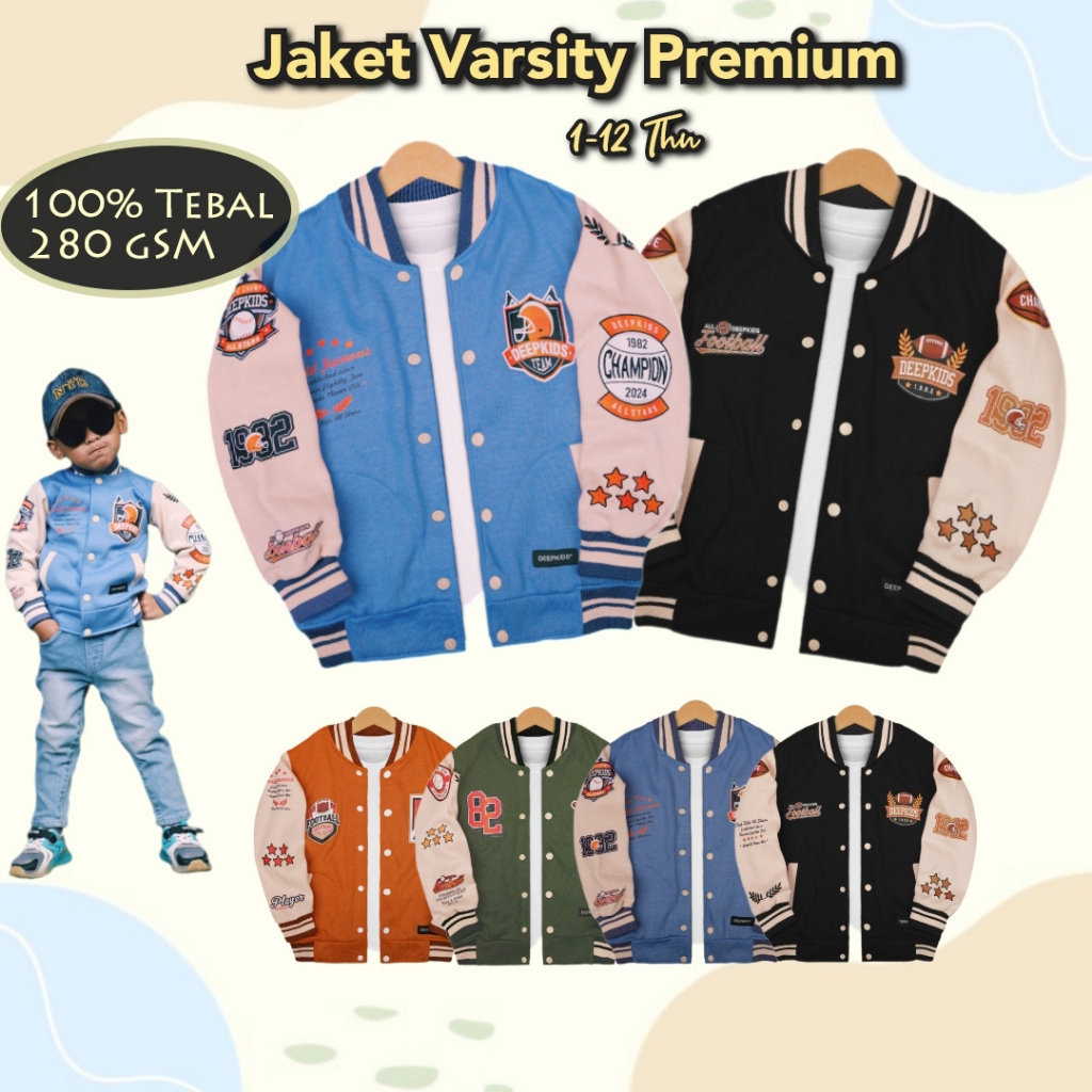 Jual Jaket Anak Varsity Baseball Premium Bahan Cotton Fleece Tebal ...