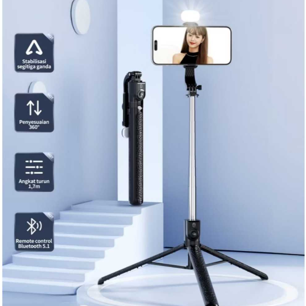Jual Tripod Tongsis 4 IN 1 Bluetooth Remote 5.1 K9 LED 1.7Meter Selfie ...