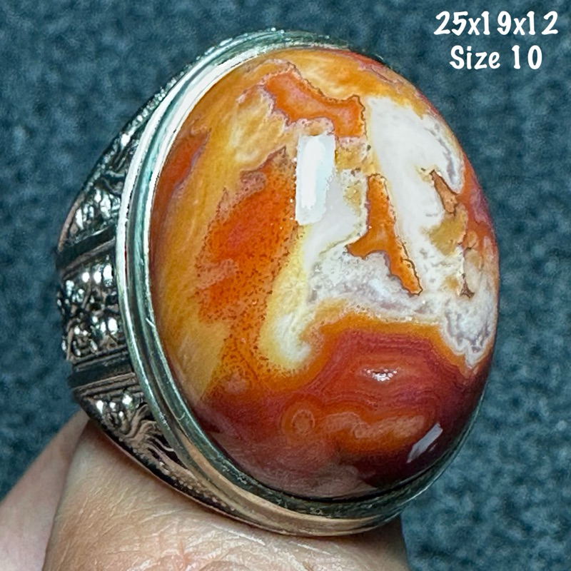 Jual Cincin Batu Akik Natural Yaman Api Inisial A Jumbo Jenong Kristal ...