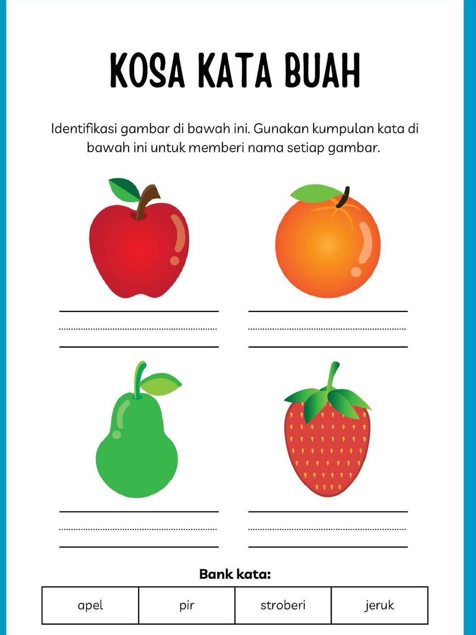 Jual Hard Copy Worksheet Buah Buahan | Shopee Indonesia