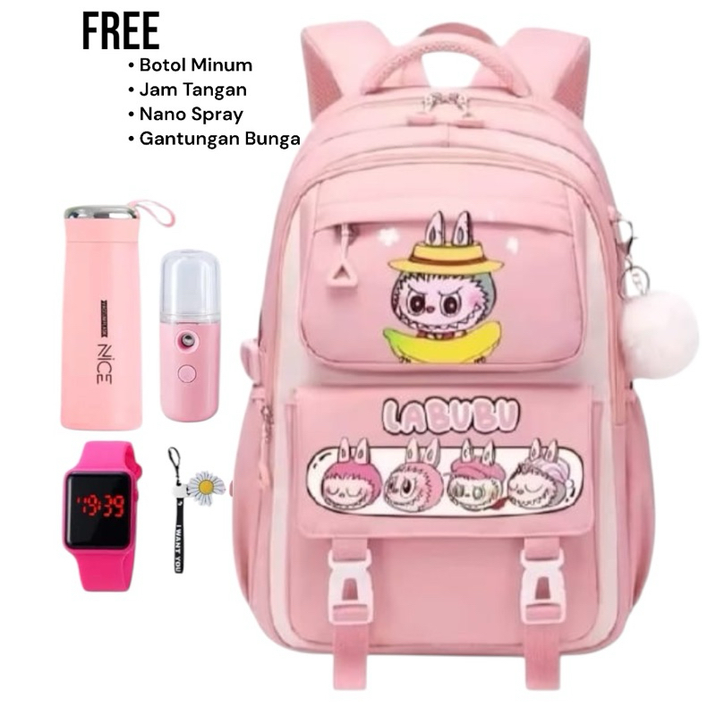 Jual PAKET BANYAK BONUSNYA NEW Tas Ransel LABUBU 5IN1 Tas Ransel Anak Sekolah SD SMP Tas Anak ...