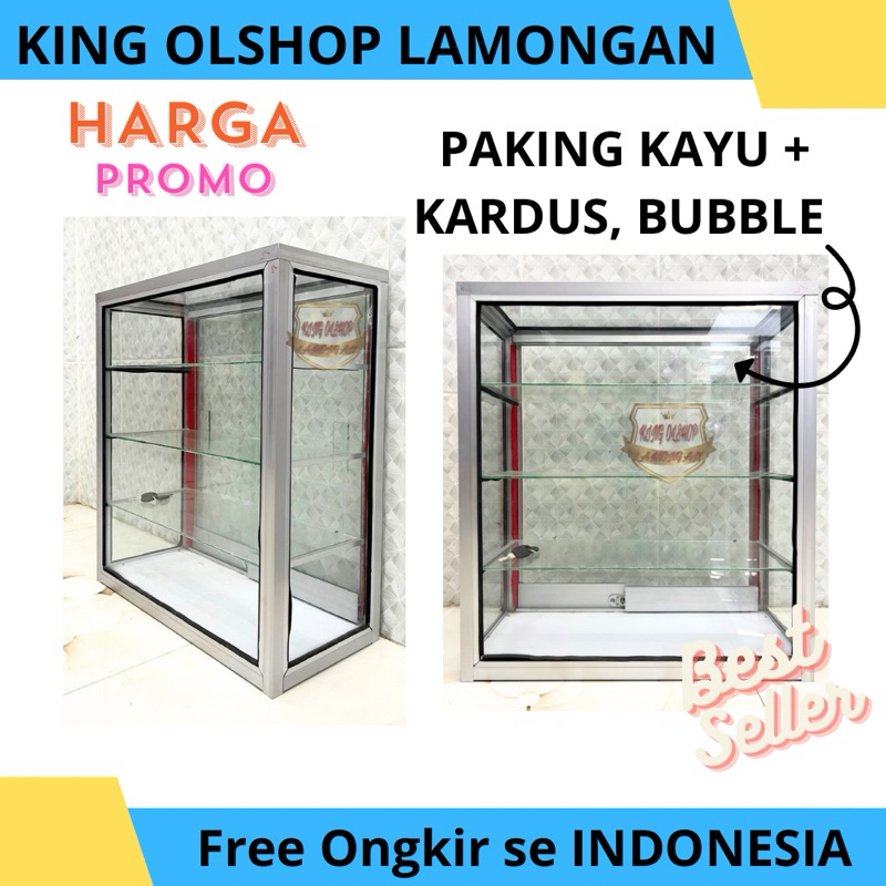 Jual Etalase Rak Kaca Almini Mini kecil Display Warung Jajan Rokok ...