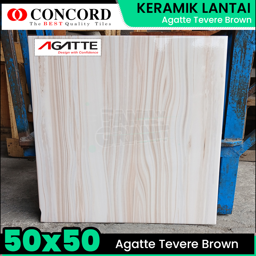 Jual Keramik Lantai 50x50 Concord Agatte Tevere Brown Motif Serat Kayu Glossy KW1 | Shopee Indonesia