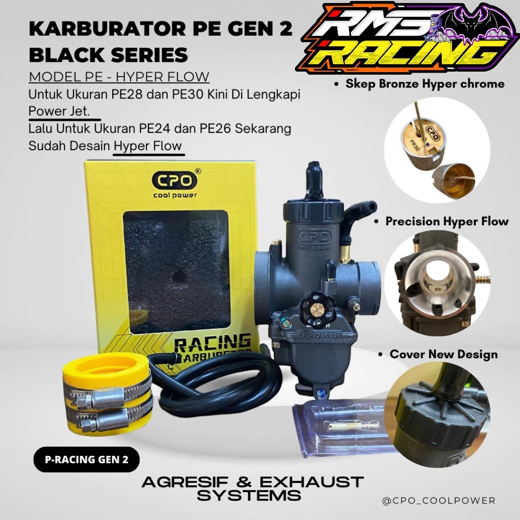 Jual CPO Cool Power Karburator PE GEN 2 Karbu Pe28 24 26 30 Black ...