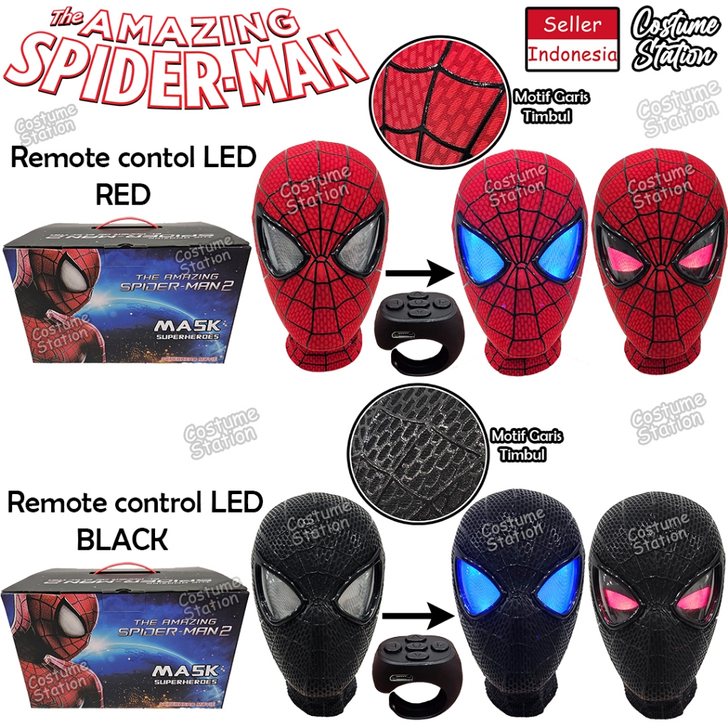 Jual Topeng Spiderman The Amazing LED Remote Control / Helm Marvel ...