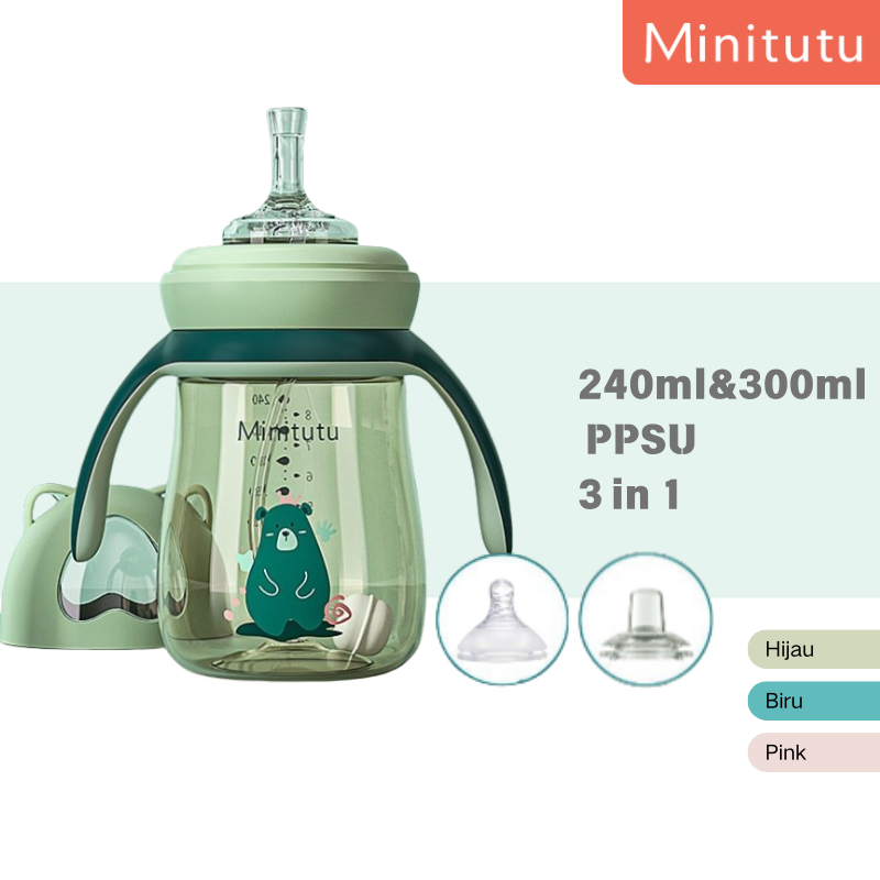 Jual Minitutu Botol Susu Bayi 3in1 6 Bulan Botol Minum PPSU Training ...