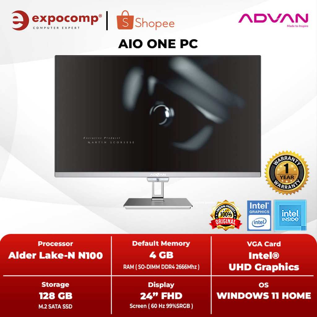 Jual ADVAN AIO ONE PC WHITE N100 4GB 128GB WIN 11 | Shopee Indonesia