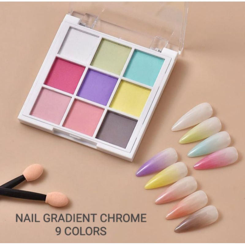 Jual Nail Gradient Ombre Compact 9 & 16 Colors Nail Art Chrome Bubuk ...